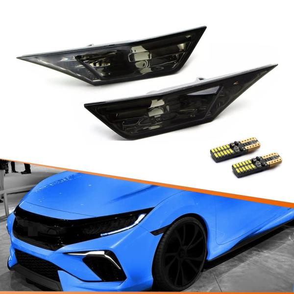 商品名:  ADIIL Smoke Lens Amber Full LED Bulb Front Bumper Side Markers Turn Signal Light Set Compatible with 2016-2021 Hon...