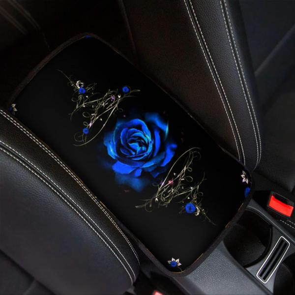 商品名: Biyejit ブルーローズプリント カーセンターコンソールカバー 車両アームレストカバーパッド 自動ユニバーサルフィット ほとんどの車両、SUV、トラック車装飾アクセサリー Biyejit Blue Rose Print Car...