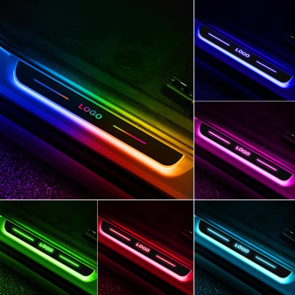商品名:  4Pcs Free Customization LED Door Sill Lights Wiring-Free Car Pedal Pathway Lights, 28 Preset Lighting Colors, Auto...