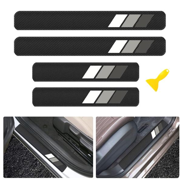 商品名: Xnqdre 4パック 3色 3色 カーボンファイバードア敷居プロテクター ウェルカムペダル フロントリアドアガード ステッププロテクター トヨタ タコマ 4ランナー タンドラ Rav4 ハイランダー対応 (ホワイトグレーA) X...