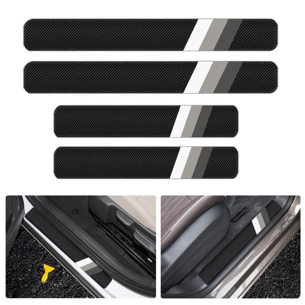 商品名: Xnqdre 4パック ドアシルプロテクター 3色 カーボンファイバー ウェルカムペダル フロントリアドアガード ステッププロテクタ(ドイツ国旗用) Xnqdre 4 Pack Tri-Color 3 Color Carbon F...
