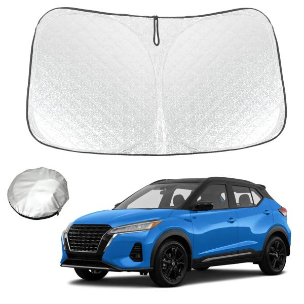 商品名: 折りたたみ式フロントガラスサンシェード 日産キックス 2022 2021 2020 2019 2018用 フロントウィンドウサンシェード サンバイザーカバー 紫外線をブロック 車を涼しく保ちます Thickest Foldable...