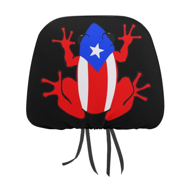 商品名: Puerto Rico Flag Frog ファニーカバー カーシート ヘッドレストプロテクター カバー プリント インテリアアクセサリー 装飾 Puerto Rico Flag Frog Funny Cover for Car ...