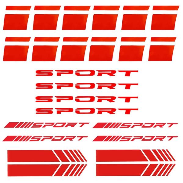 商品名: 車用装飾ステッカーとホイールデカールセット - 12枚 ホイールリムデカールストライプ 18-21インチホイールタイヤリム用 リアビューミラーステッカー4枚 スポーツエンブレム反射ステッカー スポーツロゴデカール Fenaetim...