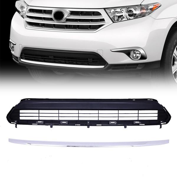 商品名: KARPAL フロントロワーバンパーグリル+トリムモールディング クローム 2011-2013 トヨタ ハイランダー TO1036130 TO1044111に対応 KARPAL Front Lower Bumper Grille ...