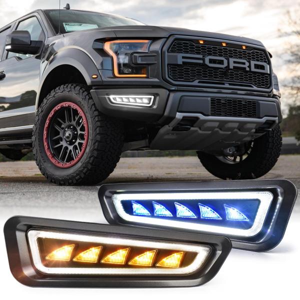 商品名:  MOVOTOR Ford Raptor Fog Lights with Ice Blue LED Amber Sequential Turn Signal Waterproof Raptor Bumper Lights Comp...