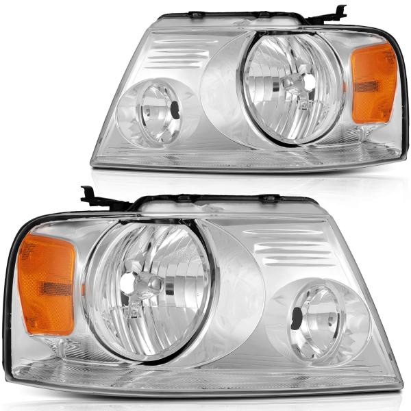 商品名:  ECCPP Headlight Assembly Pair For Ford For F-150 2004-2008 For Lincoln Mark LT 2006-2008 Chrome Housing Amber Refl...