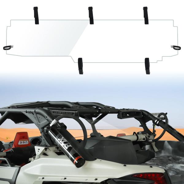 商品名: CUSAUTV フルクリアリアフロントガラス Can Am Maverick X3/ X3 Max 2017-2023 アクセサリー 傷つきにくい バックUTVウィンドウ CUSAUTV Full Clear Rear Winds...