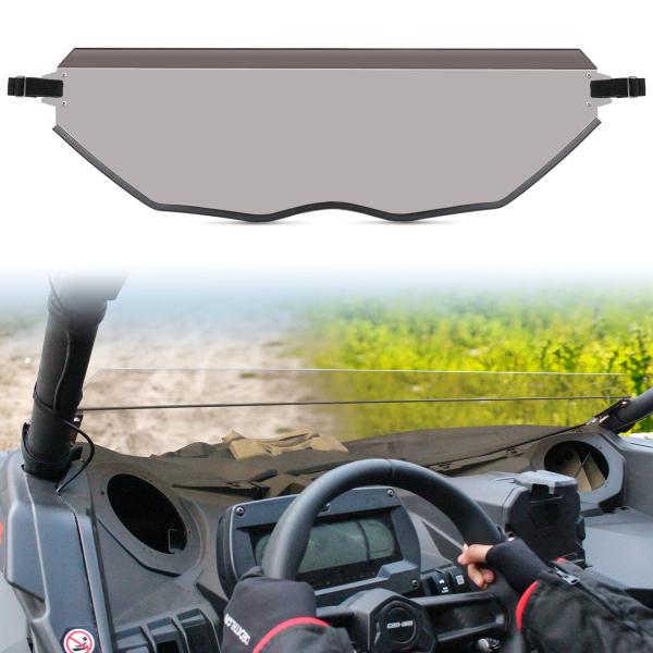 商品名: CUSAUTV ティンテッドハーフフロントガラス Can Am Maverick X3 /Turbo / XRS / XDS / MAX 2017-2023 アクセサリー 傷防止 高耐久 (ダークティント) CUSAUTV Tin...