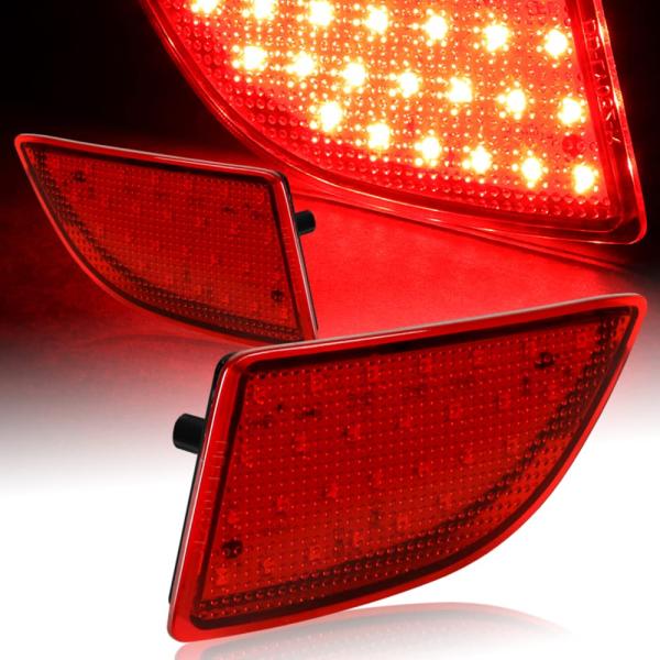 商品名:  Q1-TECH, Red Lens LED Rear Bumper Reflector Lights for 2014-2018 Mazda 3 Hatchback, Turn Signal &amp; Brake Lights...