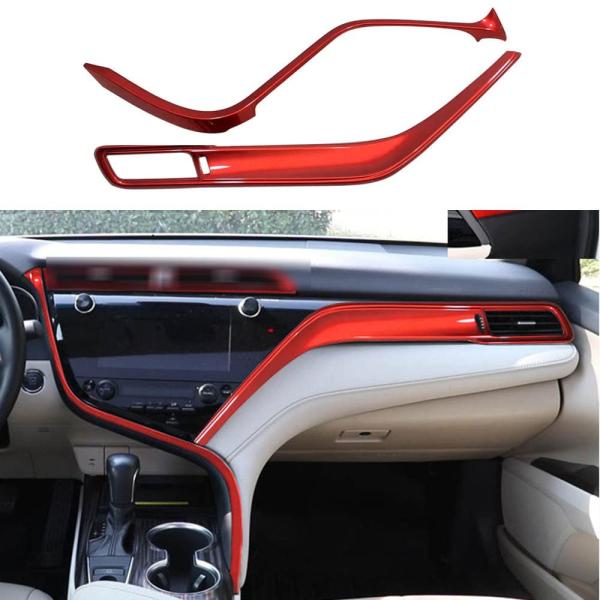 商品名: Xhfarce センターコンソールモール 2個 車のインテリアデコレーション 自動車インテリアアクセサリー ステッカー トヨタカムリ 2018 2019 2020 2021 2022 アクセサリー用 (レッド Xhfarce Ce...