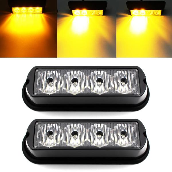 商品名:  FXC 2pcs 4-LED Surface Mount Flashing Strobe Lights for Truck Car Vehicle LED Grille Light Emergency Beacon Cautio...