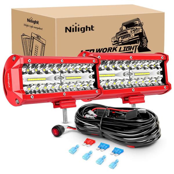 商品名: Nilight LEDライトバー 2個 6.5インチ 3列 スポットフラッドコンボライト 配線キット付き フォグライトドライビングライト 作業ライト オフロードトラック SUV ATV UTV Nilight LED Light ...