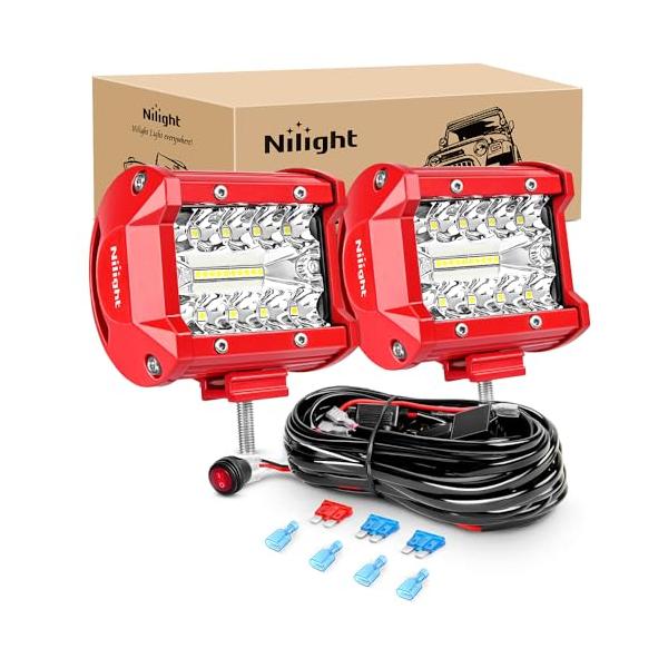 商品名:  Nilight LED Light Bar 2PCS 60W 4Inch Triple Row Spot Flood Combo Lights w/Wiring Kit for Fog Driving Work Lighting...