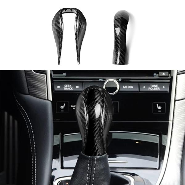 商品名: NVCNX リアルカーボンファイバーギアシフトノブカバー センターコンソール インテリアトリムキット 車 ハードカーボンファイバーモールディングアクセサリー Infiniti Q50 Q50S Q60 2014 2015 2016...