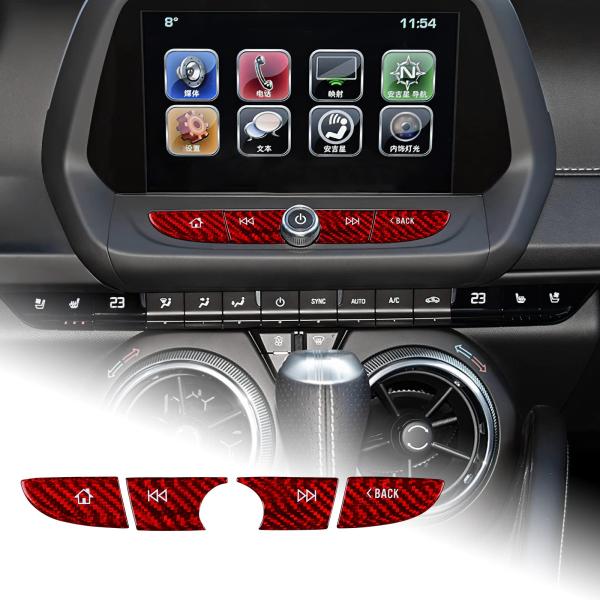 商品名: カマロセンターコンソールナビゲーションGPSスクリーンボタンカバーカーボンファイバーディスプレイスクリーンボタンステッカーインテリアトリムシボレーカマロ2016-2022デラックスバージョン用AIRSPEED、レッド AIRSPE...