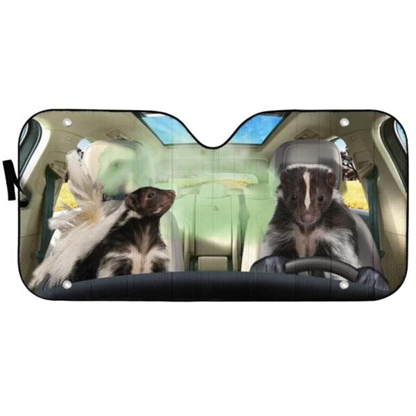 商品名:  Windshield Sun Shade Stinky Skunks Car Windshield Sun Shade Retractable Keep Your Vehicle Cool and Damage Free Eas...