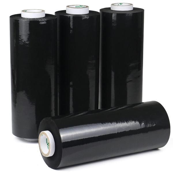 商品名:  BOMEI PACK 10" Black Stretch Wrap 4Pack 950ft Stretch Cling Durable Adhering Packing Moving Packaging Heavy Duty S...