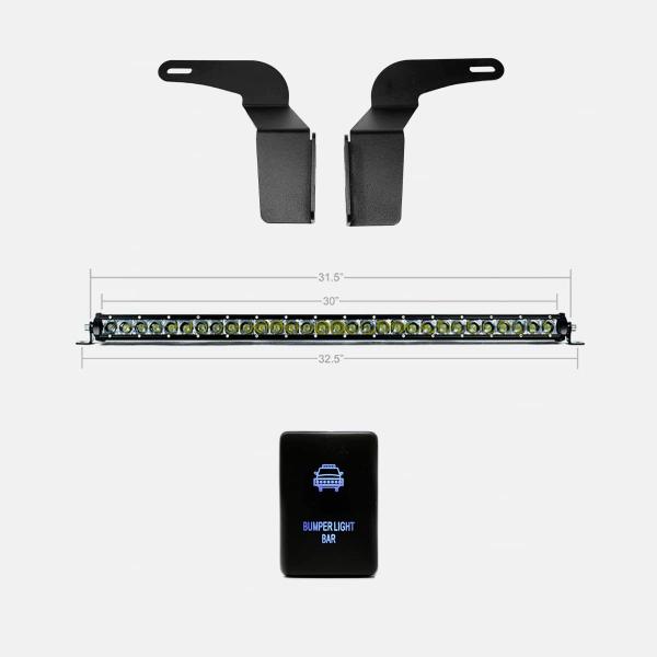 商品名:  Cali Raised LED 32 Inch Lower Bumper Flush Slim Light Bar Kit Fits 2016-2023 Tacoma (Brackets with OSRAM LED Singl...