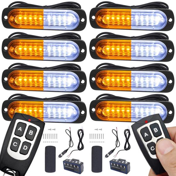 商品名: EASE2U E LED 警告灯 8 yaokong EASE2U E Led Strobe Lights for Trucks Vehicles Suvs, 12-24 8pcs Emergency Warning Cautio...