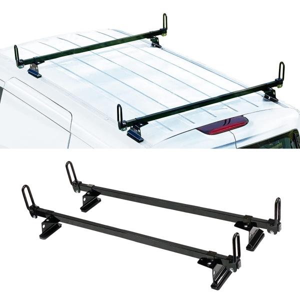 商品名: Peforway カーゴバンラック バンルーフ ラダーラック 55インチ フォード トランジットコネクト 2014年以降 2バー スチール (ブラック) Peforway Cargo Van Racks, Van Roof Lad...