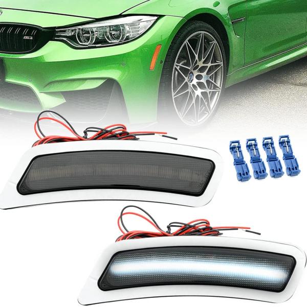 商品名:  NJSBYL White LED Side Marker Reflector Lights for 2014-2019 B-WM M3 Sedan M4 Coupe Convertible F80 F82 F83 Smoked ...