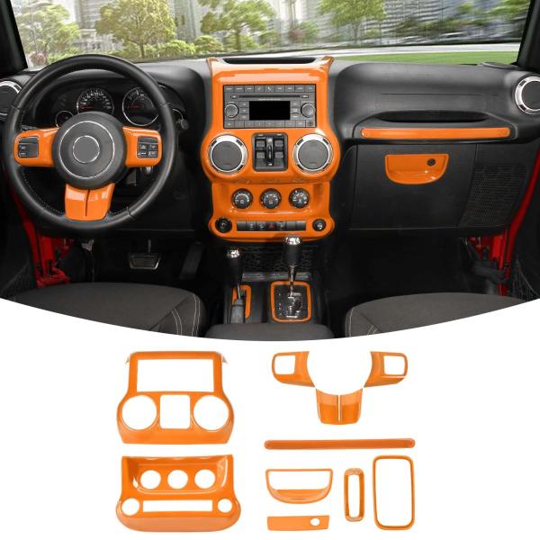 商品名: RT-TCZ ラングラー JK インテリアトリムキット用 オレンジ センターコンソールダッシュボードパネル 装飾アクセサリー ジープ ラングラー JK JKU 2011-2017(10個) RT-TCZ for Jeep JK I...