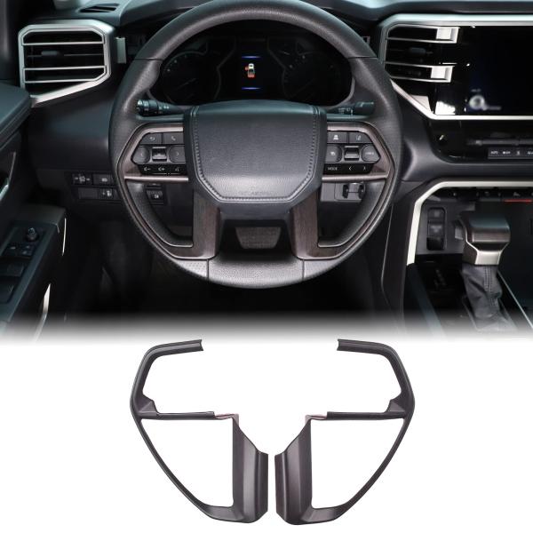 商品名: 車のステアリングホイールボタンフレームカバートリム トヨタ タンドラ/セコイア 2022-2023 Aunginsy カーステアリングホイールボタンパネルモールディング保護フレームカバーステッカーABS装飾アクセサリー Aungi...