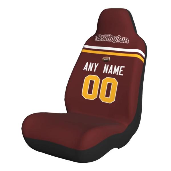 商品名: カスタムフットボールカーシートカバー ? パーソナライズされたワシントンギフトカーアクセサリー 名前と番号付き 伸縮性ソフトカーフロントシートプロテクターカバー ユニバーサルサイズ ほとんどの車 トラック SUV 1個 Custo...