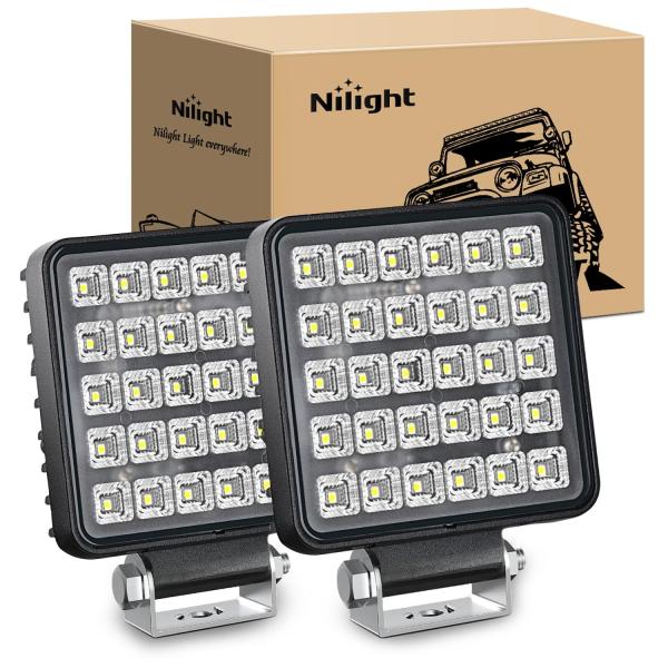 商品名:  Nilight 4.3 Inch Square Utility LED Work Light W/Integrated Toggle Switch, 2PCS 60W 150° Flood Lamp for Offroad He...