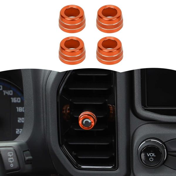 商品名: RT-TCZ センターコンソールエアコン調整ベントトリムカバーアルミ合金装飾インテリアアクセサリーフォードブロンコスポーツ2021 2022 2023、オレンジ RT-TCZ Center Console Air Conditio...