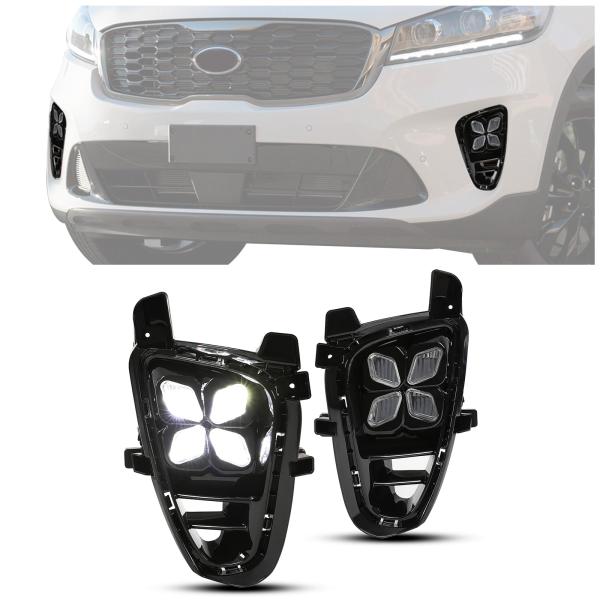 商品名:  HECASA 2Pcs Fog Lights Compatible with 2019 2020 Kia Sorento Front Bumper Driving Lamp 4 Eyes LED Daytime Running ...