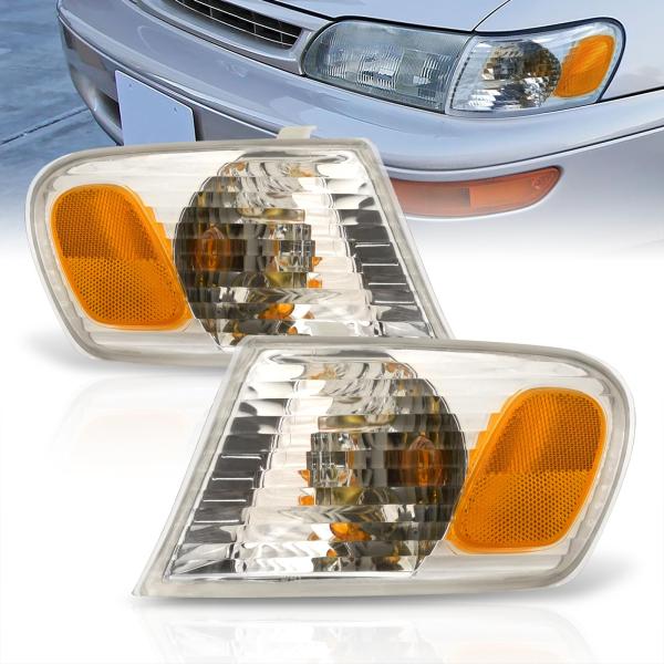 商品名:  AJP Distributors Chrome Housing Clear Lens Front Bumper Parking Turn Signal Corner Lights Driving Lamps Pair Set C...