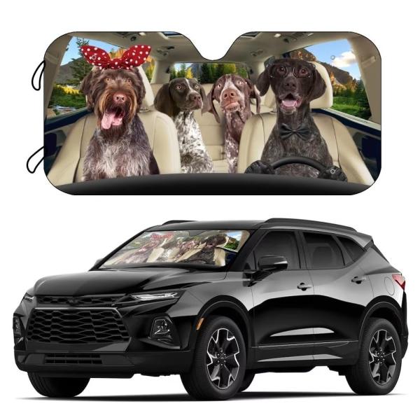 商品名: ジャーマンショートヘアードポインター 犬用サンシェード 車のフロントガラス用 かわいいフロントガラス用サンシェード 面白いデザイン 自動サンシェードプロテクター ブロックカバー 車 SUV トラック 紫外線 57x27.5インチ ...