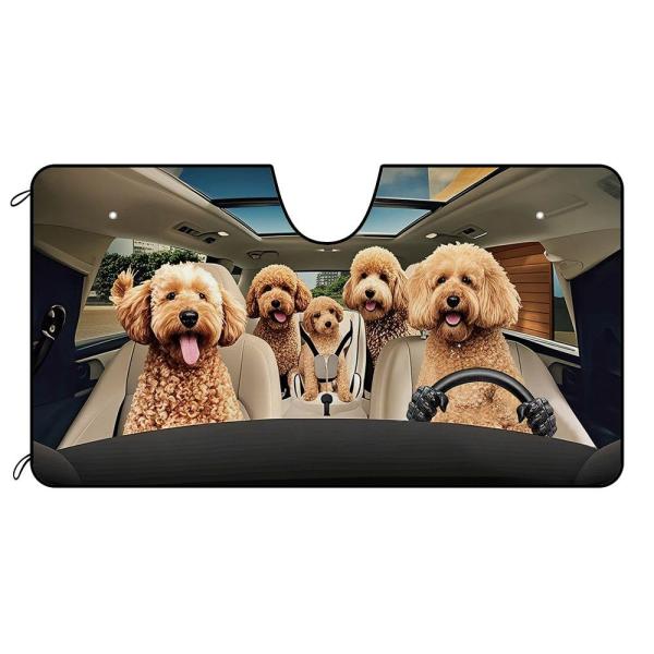 商品名:  CafeTime Funny Dog Car Windshield Sunshade Labradoodle Family Vehicle Front Windshield Sunshade UV Ray Reflector S...