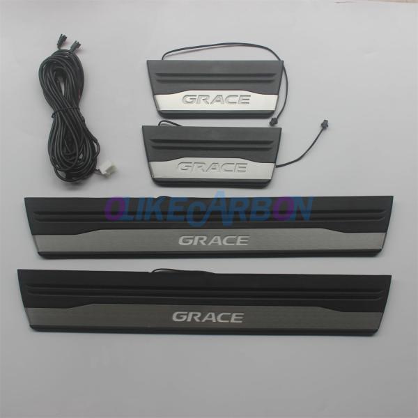 商品名:  OLIKE Fashion Style Led Door Sill Scuff Plate Guard Sills Protector Trim Compatible with Honda Grace 2014-2019ブランド...