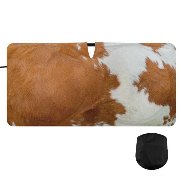 商品名:  Oarencol Brown Cow Prin Car Windshield Sun Shadet Animal Skin Foldable Sunshade Front Window Visor Protector Block...