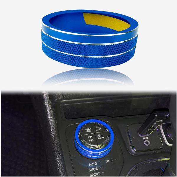 商品名: KEEGTBOX センターコンソール4WD コントロールスイッチノブ ボタンカバートリム Jeep Renegade Cherokee Compass SUV インテリア 4WD ノブ ボタンカバー トリムアクセサリー (ブルー)...
