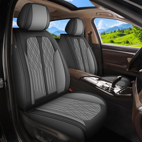 商品名:  DISUTOGO 2 Front Truck Seat Cover Fit for Ford F-150 2009-2024 2025 F250 F350 F450 F150 2024,Leather Car Breathabl...