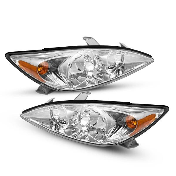 商品名:  PHILTOP Headlight Assembly, Chrome Headlights Replacement Compatible with 2002-2004 Camry LE/XLE,Amber Reflector C...