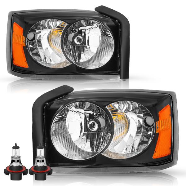 商品名: TUSDAR ヘッドライトアセンブリ 2005-2007 Dodge Dakota ハロゲン交換用ヘッドランプ 助手席側と運転席側 OE ブラックハウジング電球付属 TUSDAR Headlight Assembly Compat...