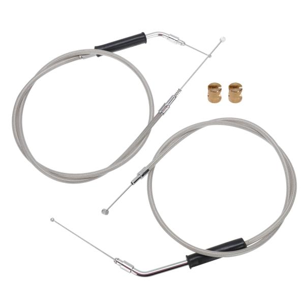 商品名: Prewired 39インチ ソフテイル スロットルケーブル&amp;アイドルケーブル延長キット ステンレススチール編組 14インチハンドルバー付き 2004-2006 Harley Sportsterモデル用 Prewired ...