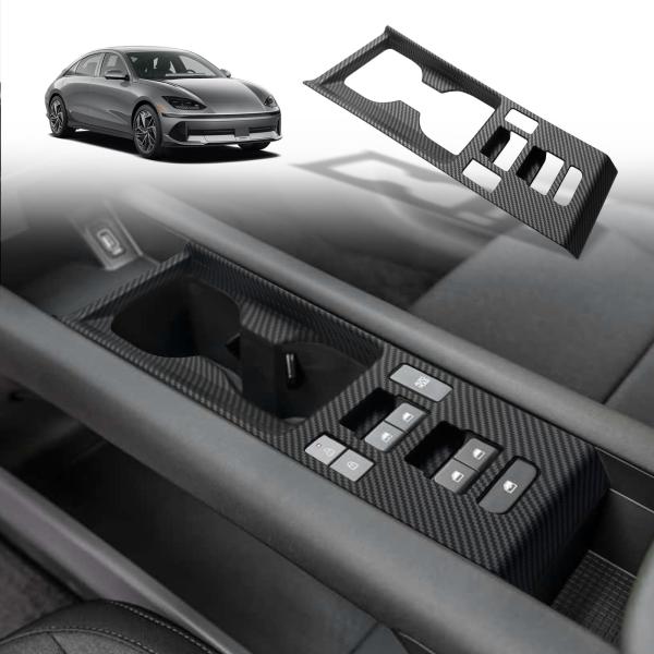 商品名: BestEvMod for Ioniq6 センターコンソールカップホルダー トリムカバーパネル 装飾カバーステッカー ABS Hyundai Ioniq 6 SE SEL Limited 2024 2023 外装アクセサリー対応 ...