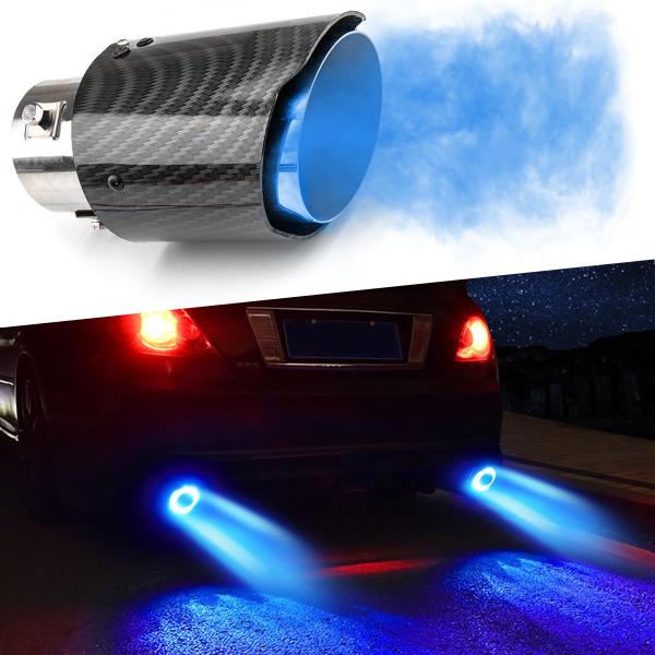 商品名:  Stainless Steel Exhaust Tip, 2.5 inch Inlet Carbon Fiber Exhaust Tip with Blue LED Light, Modified Universal Exhau...