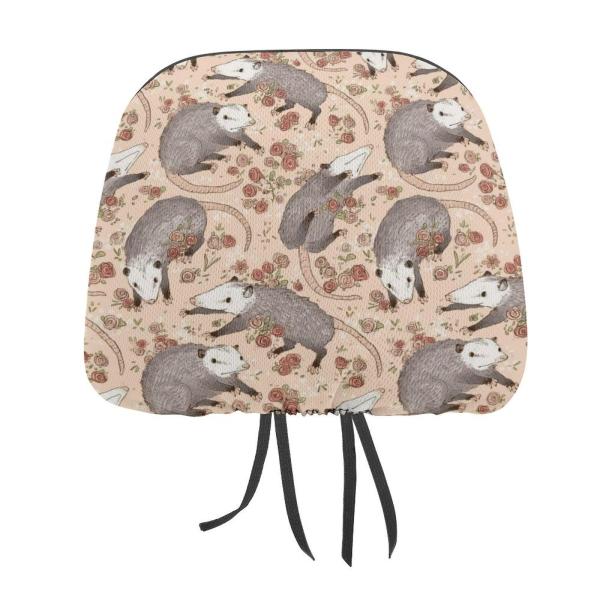 商品名:  2 Pack Befuddled Possums Flowers Headrest Covers, Seat Cover Accessories Car Headrest Protector Universal Fit to A...