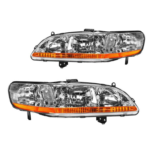 商品名:  Torchtree Headlight Assembly for 1998-2002 Accord, Amber Reflctor Clear Lens Chrome Housing, OE Style Replacement ...