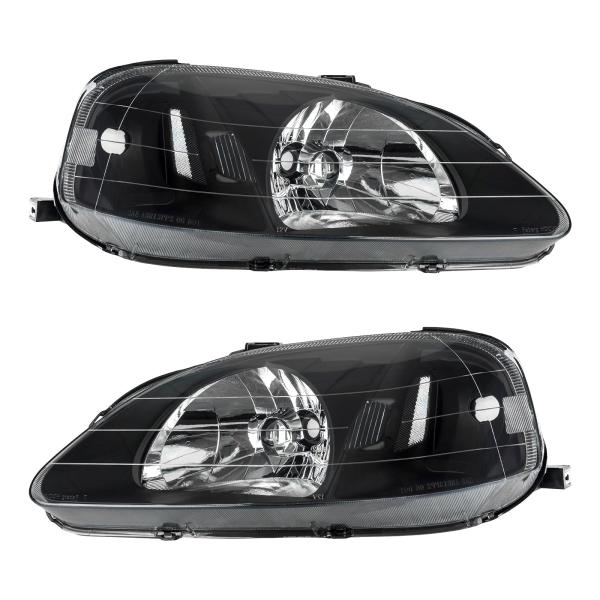 商品名:  Torchtree Headlight Assembly Pair Compatible with Civic 1999-2000 Reflector Clear Lens Clear Housing Blackブランド: To...