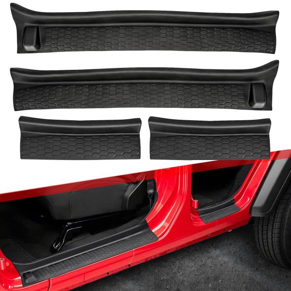 商品名: Eytool 車のドア敷居プロテクターキット 2018-2024 ジープ ラングラー JL 4ドア(ラバー)用 Car Door Sill Protector Kit, Black Sill Plate Scratch Prote...
