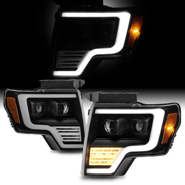 商品名:  AKKON - Fits 2009-2014 Ford F150 [Halogen Type] Projector Black Headlights Pair w/LED Tube DRL Parking Turn Signal...