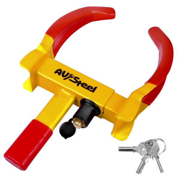 商品名: AVスチールユニバーサルホイールロックヘビーデューティーセキュリティトレーラーホイールロックタイヤ盗難防止 SUVボート用 AV Steel Universal Wheel Lock Clamp Heavy Duty Traile...